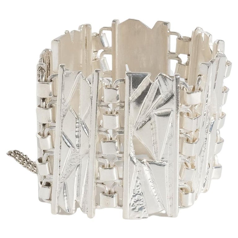 Large Silver Bracelet by Swedish Master Claës Giertta, Made Year 1975 For Sale at 1stDibs