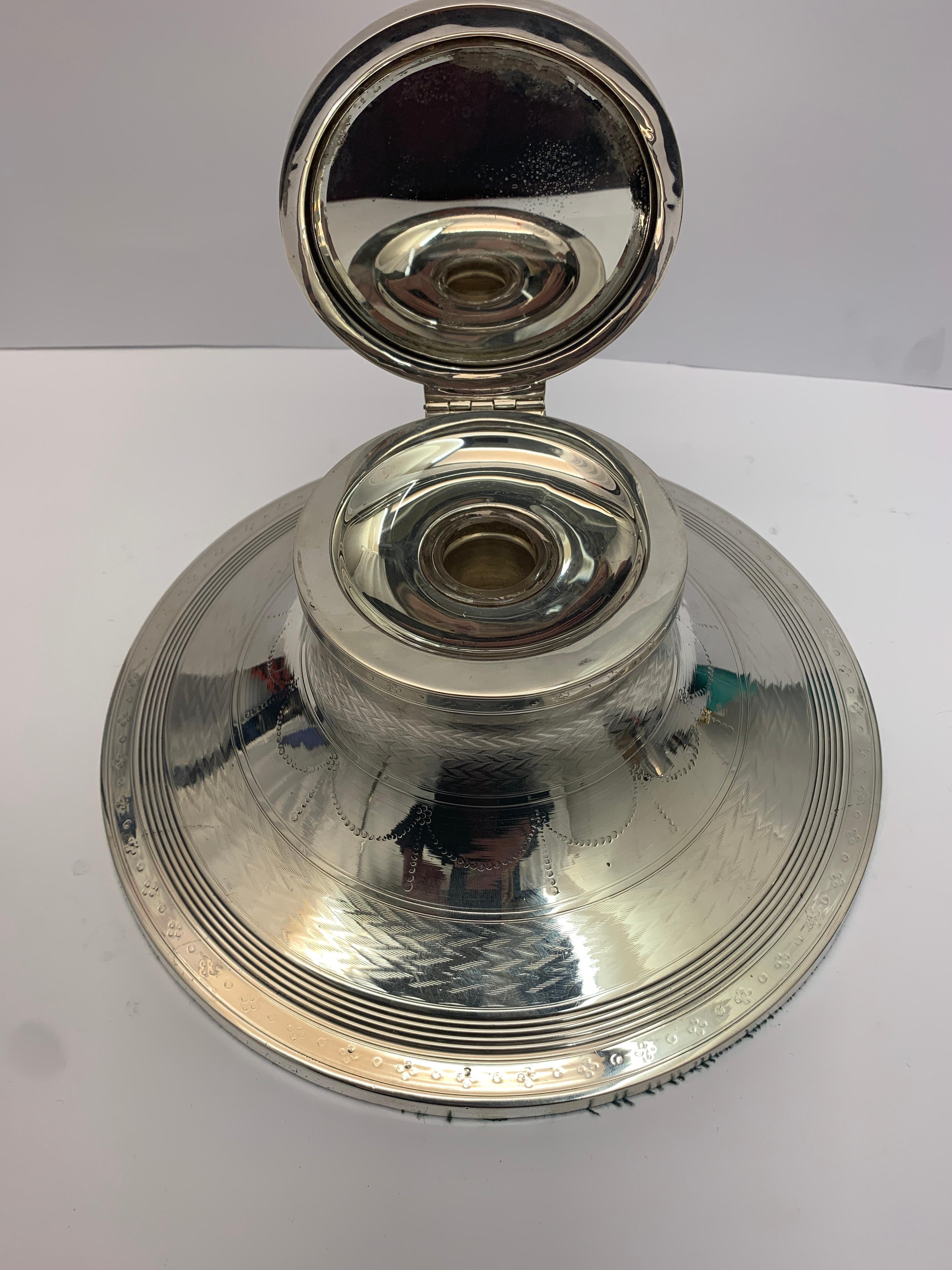 Large Silver Capstain Ink Stand For Sale at 1stDibs
