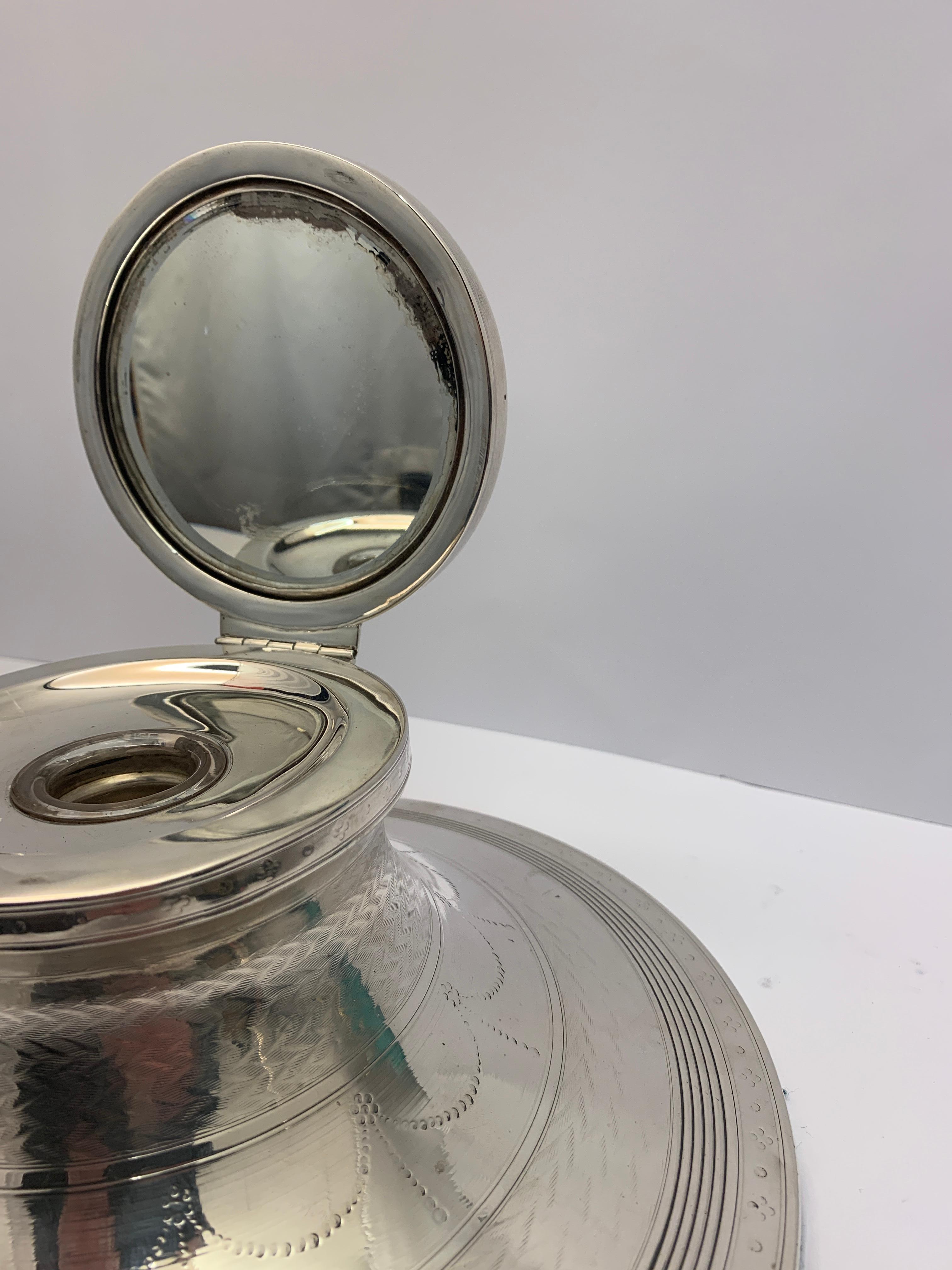 Large Silver Capstain Ink Stand For Sale at 1stDibs