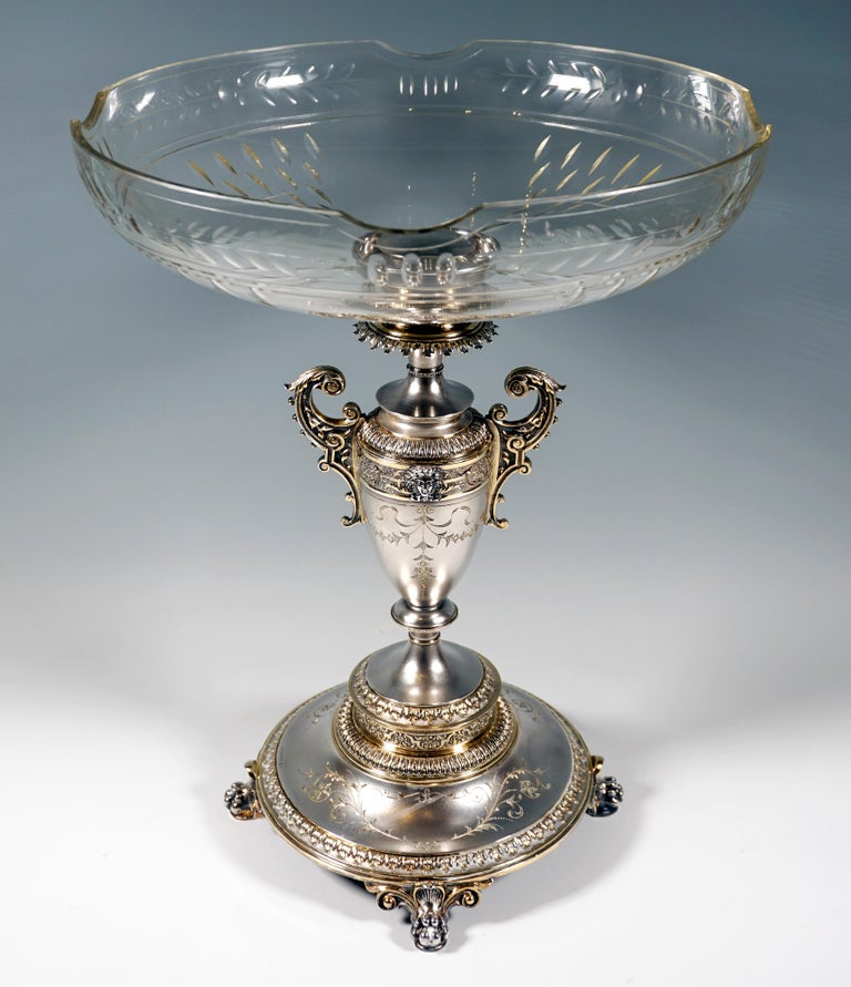 Großer Tafelaufsatz aus Silber Orig. Schale aus Glas, Koch and Bergfeld ...