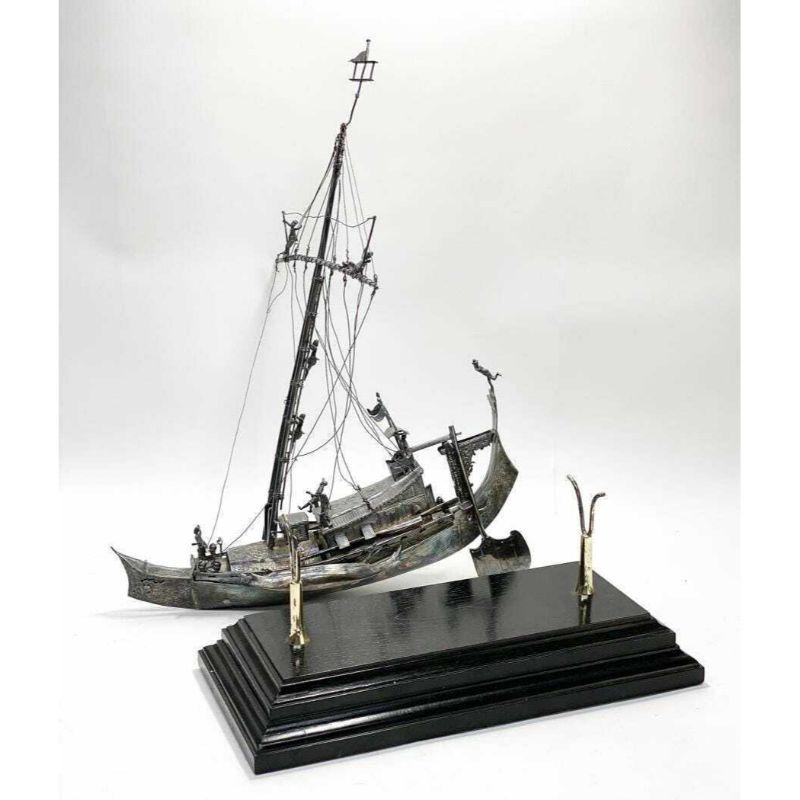 Large Silver Model of a Chinese Junk Ship, Mid-20th Century For Sale at ...