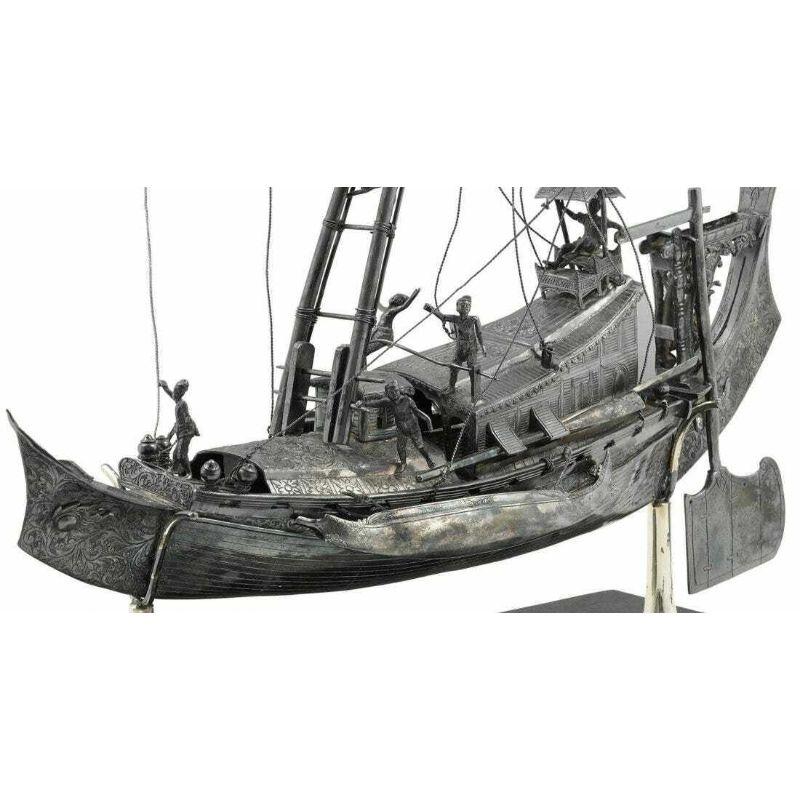 Large Silver Model of a Chinese Junk Ship, Mid-20th Century For Sale at ...
