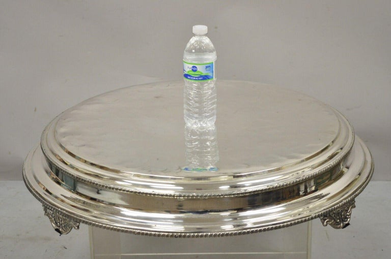 Large Silver Plate Regency Style Round Platform Platter Pedestal Tray ...