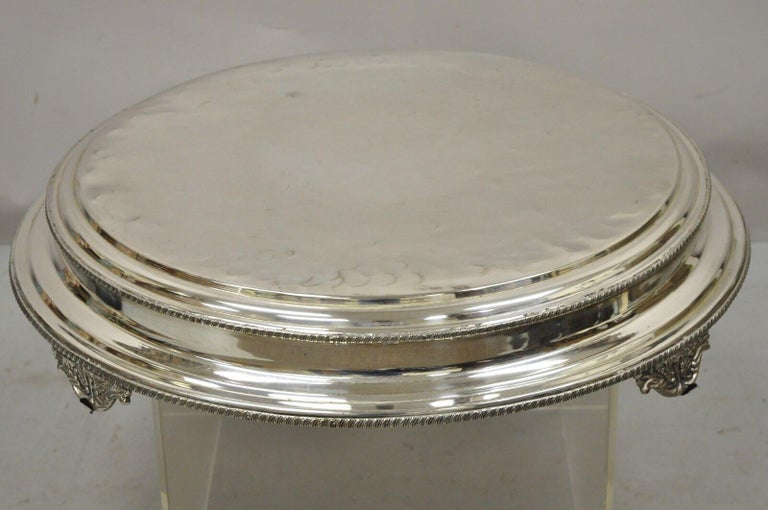Large Silver Plate Regency Style Round Platform Platter Pedestal Tray ...