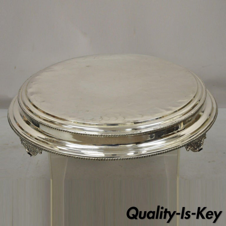 Large Silver Plate Regency Style Round Platform Platter Pedestal Tray ...