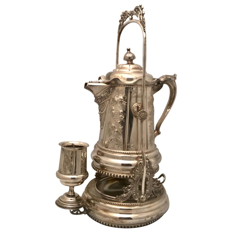 Large Silver Plated Covered Thermal Lemonade/Water Jug For Sale at 1stDibs