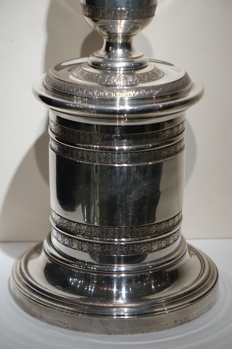 Large Silver Plated Lamp Base Louis XVI Style, Chrysalia Silversmit in ...