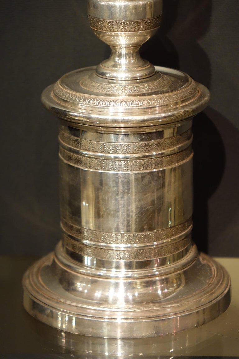 Large Silver Plated Lamp Base Louis XVI Style, Chrysalia Silversmit in ...