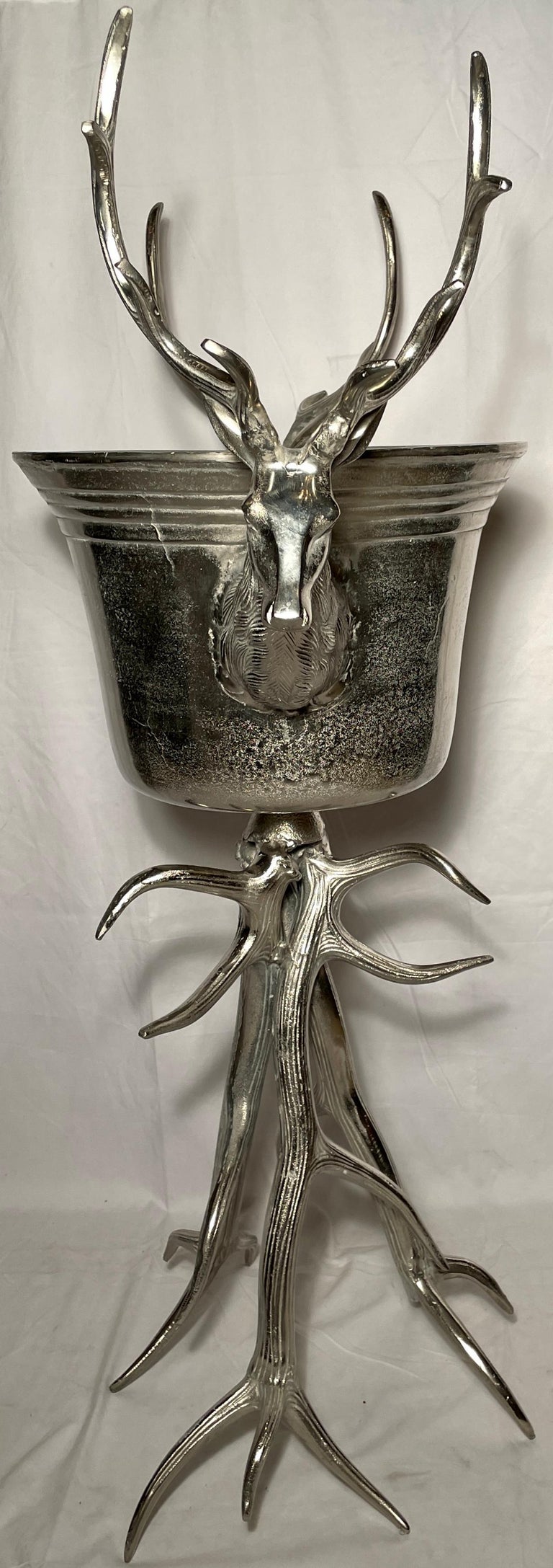 Large Silver Stag Standing Ice Bucket For Sale at 1stDibs