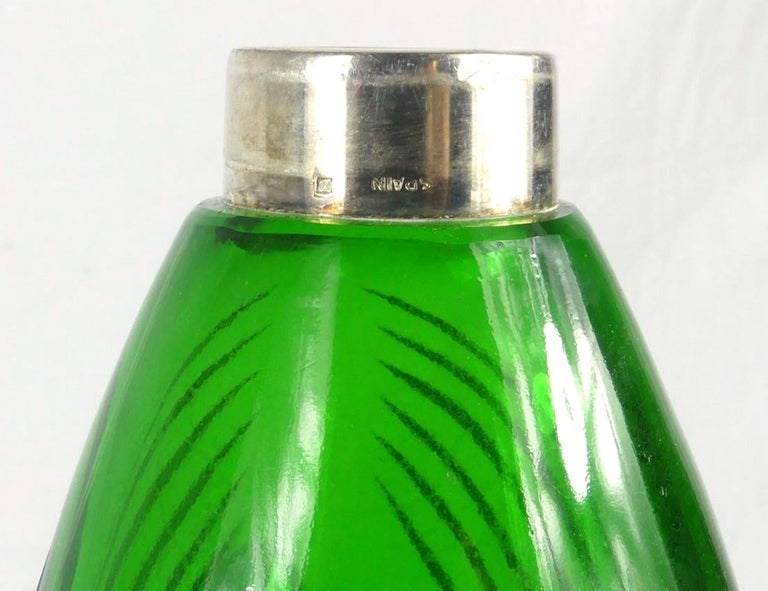 Large Silver and Vermeil Figural Green Glass Bird Decanter For Sale at ...