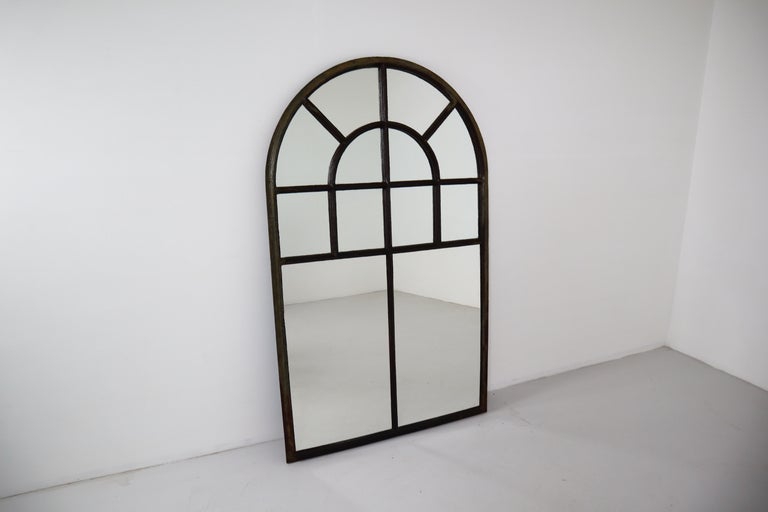 Large Simple Cast Iron Arched Industrial Window with Mirror, France ...