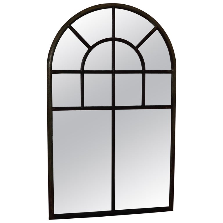 Large Simple Cast Iron Arched Industrial Window with Mirror, France ...
