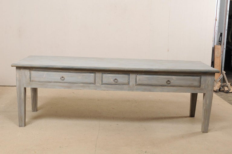 Large-Size Custom Painted Wood Console or Kitchen Island with Drawers ...