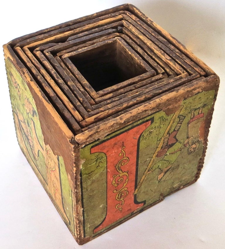 Large Size Set of '7' Victorian Lithographed Alphabet Blocks, circa ...