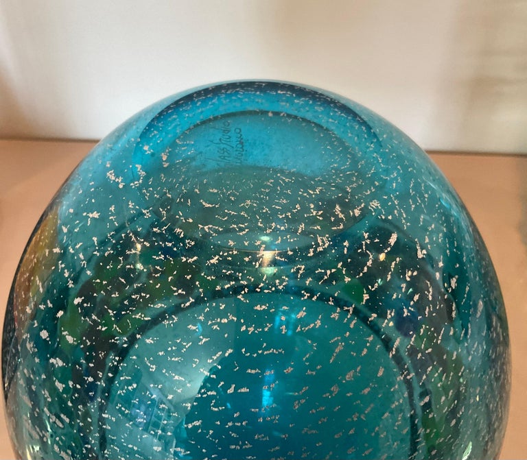Large Sky Blue with Silver Accent and Murrine Decoration Murano Glass ...