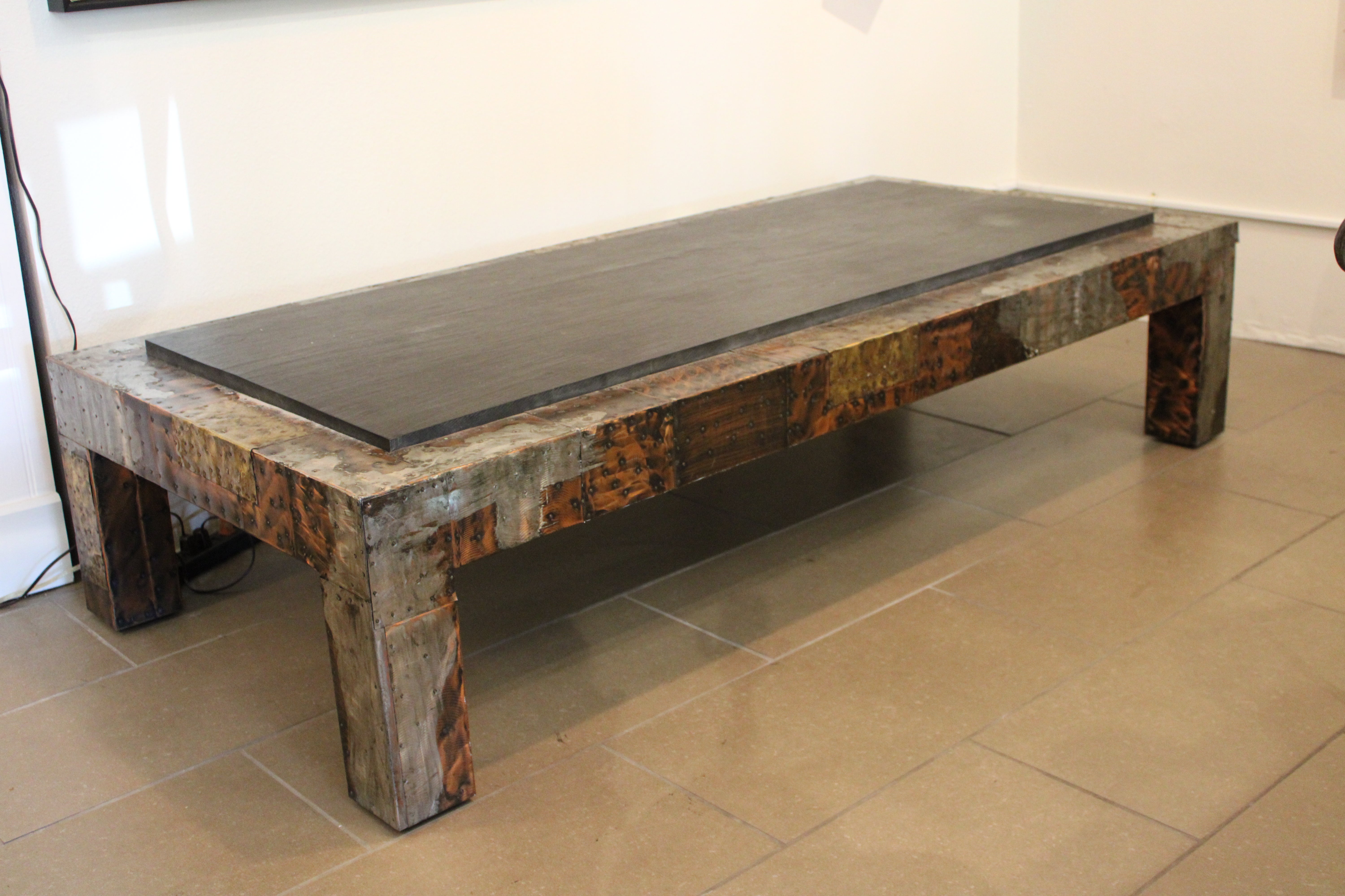 Large Slate Top Patchwork Coffee Table by Paul Evans For Sale at 1stDibs