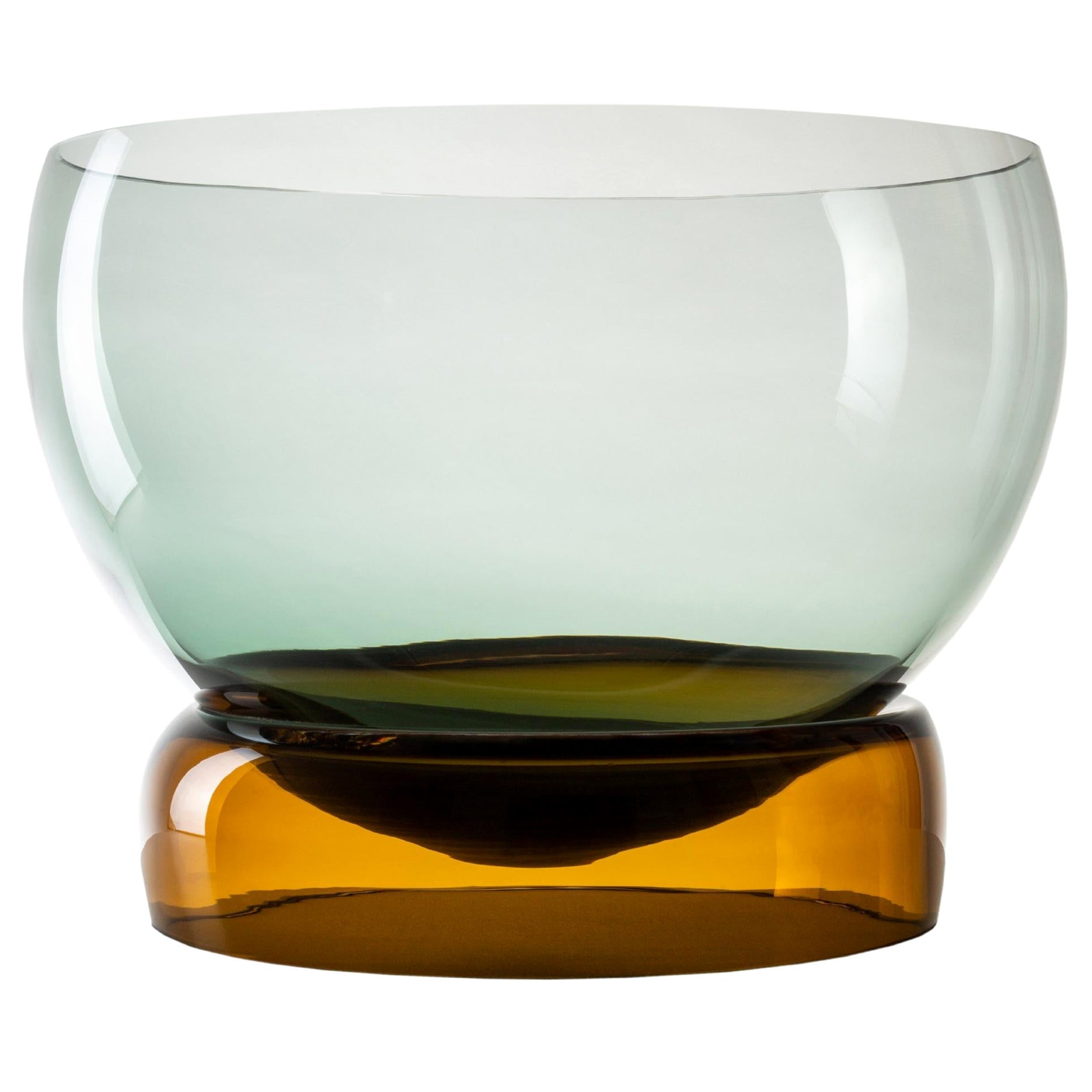 Large Echasse Bowl by Theresa Arns, with Brass Legs and Smoked Glass ...
