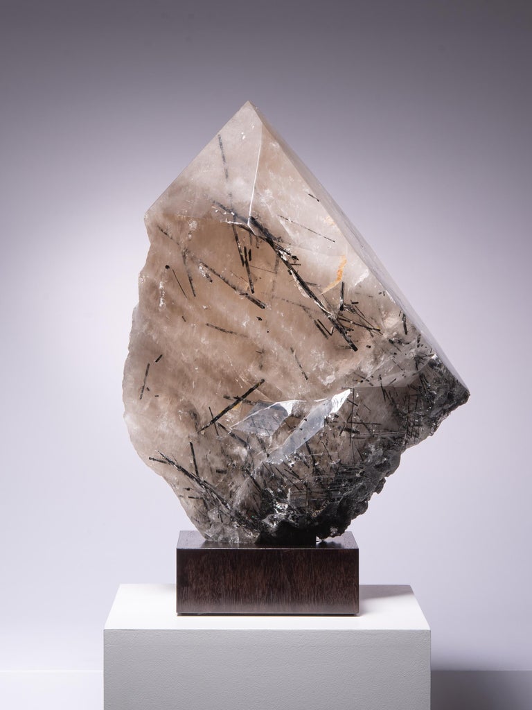 Large Smokey Quartz Crystal with Black Tourmaline For Sale at 1stDibs