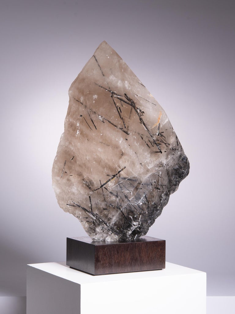 Large Smokey Quartz Crystal with Black Tourmaline For Sale at 1stDibs