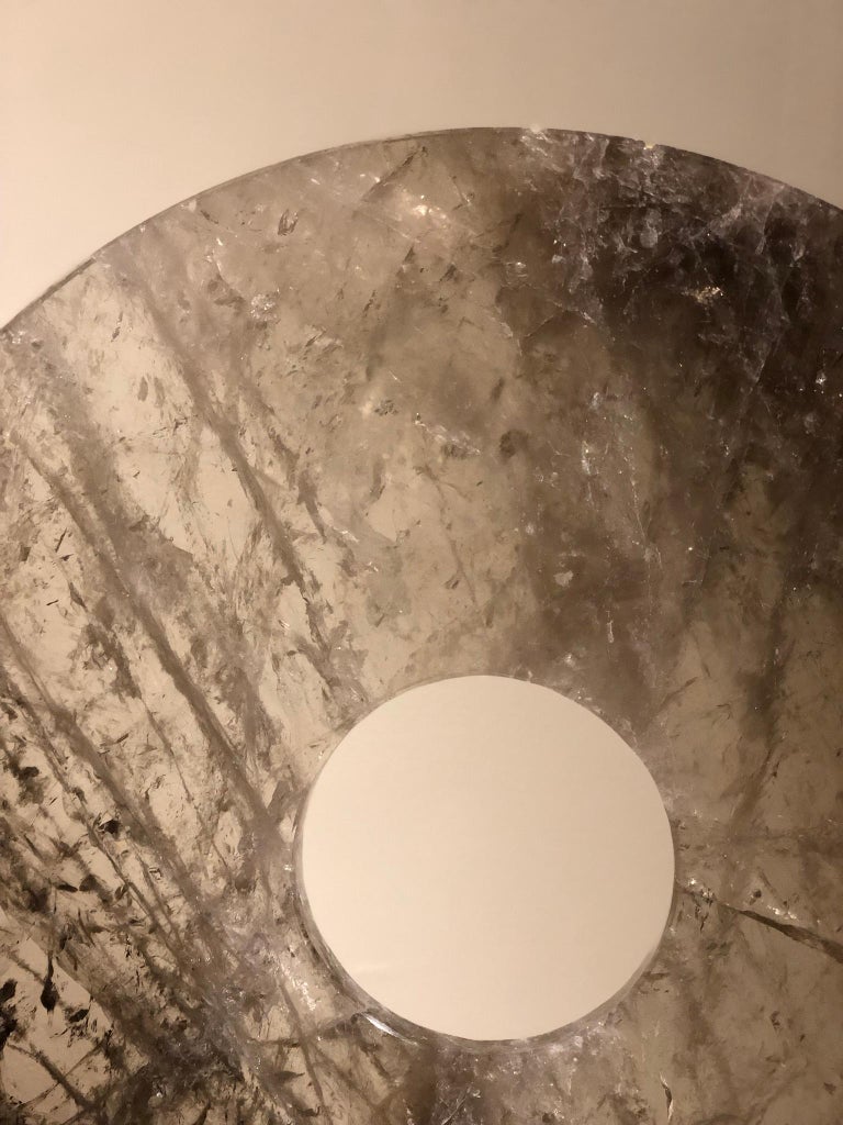 Large Smoky Grey Rock Crystal Quartz Disk For Sale at 1stDibs