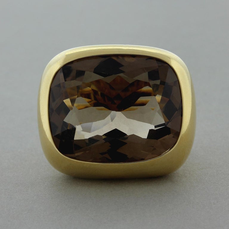 Large Smoky Quartz Gold Cocktail Ring For Sale at 1stDibs
