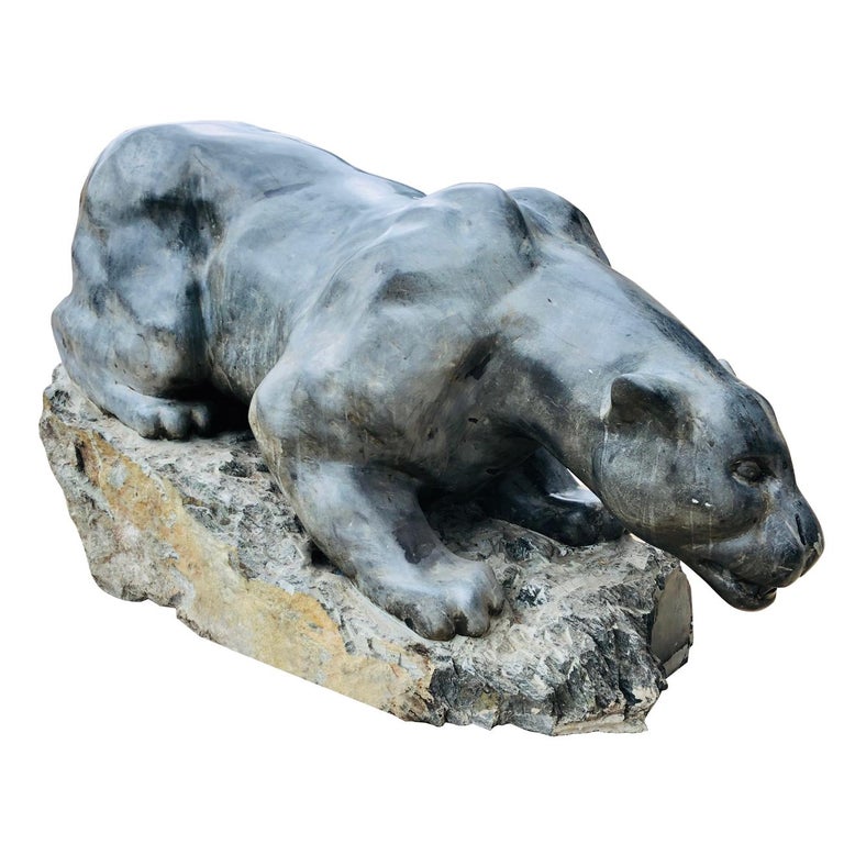 Large Soapstone Cougar Statue at 1stDibs