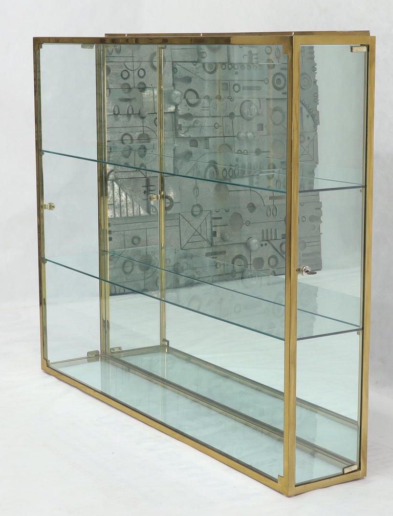 Large Solid Brass Frame Square Hanging Wall Unit Display Case Shelves ...