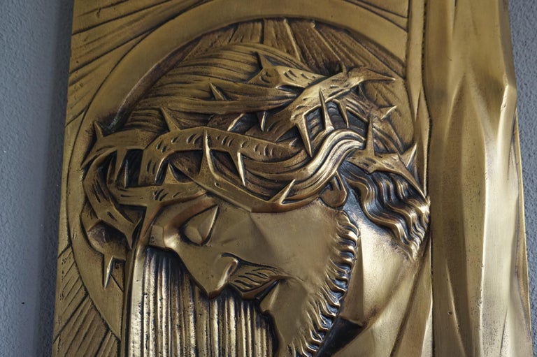 Large, Solid Bronze Art Deco Wall Sculpture of Christ on the Cross by S ...