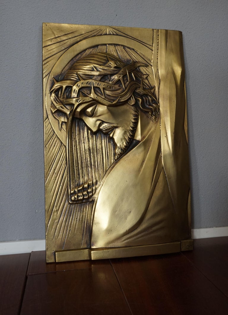 Large, Solid Bronze Art Deco Wall Sculpture of Christ on the Cross by S ...