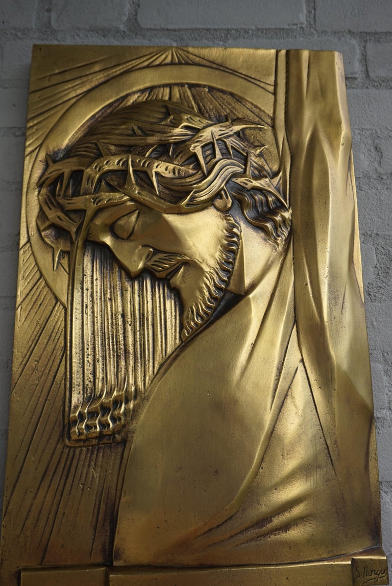 Large, Solid Bronze Art Deco Wall Sculpture of Christ on the Cross by S ...