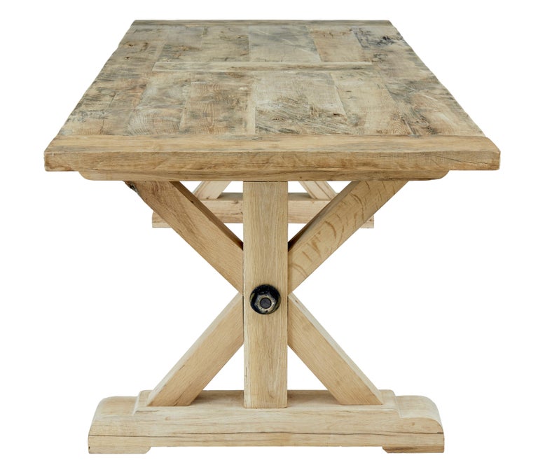 Large Solid Oak x Frame Dining Table at 1stDibs