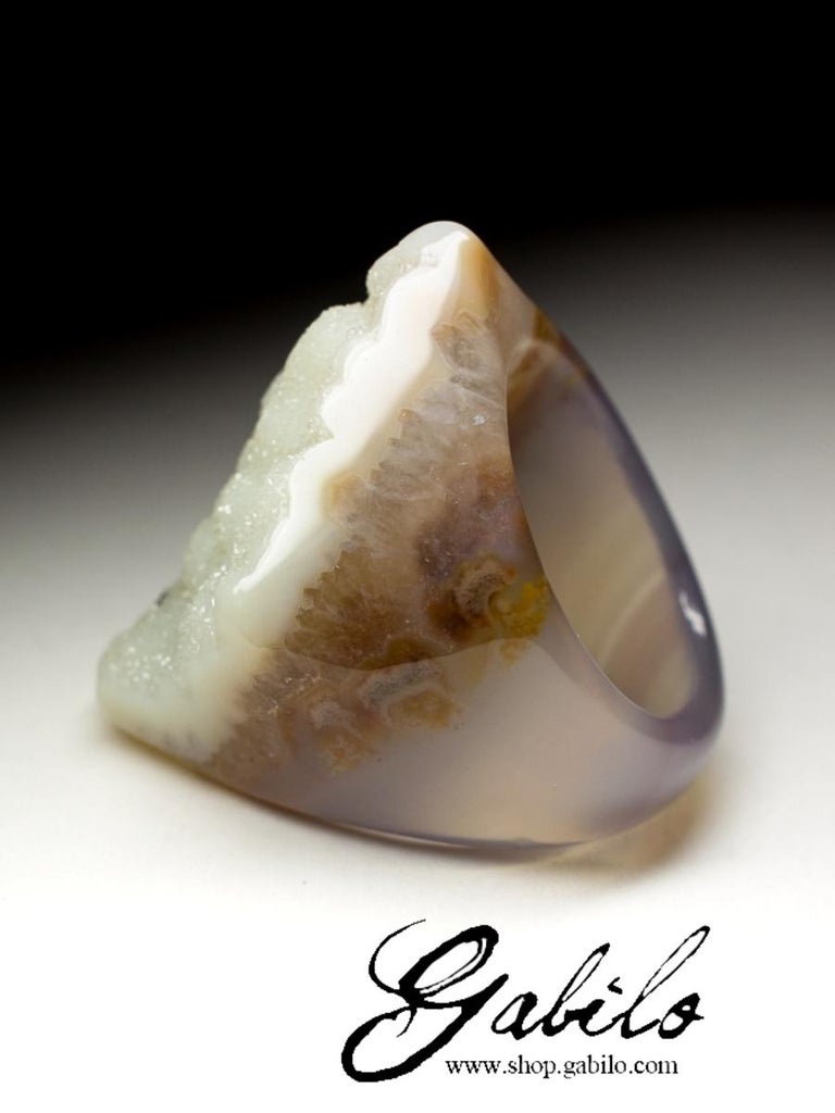 Large Solid Quartz Ring Raw Uncut Stone Polychrome Bicolor For Sale at ...