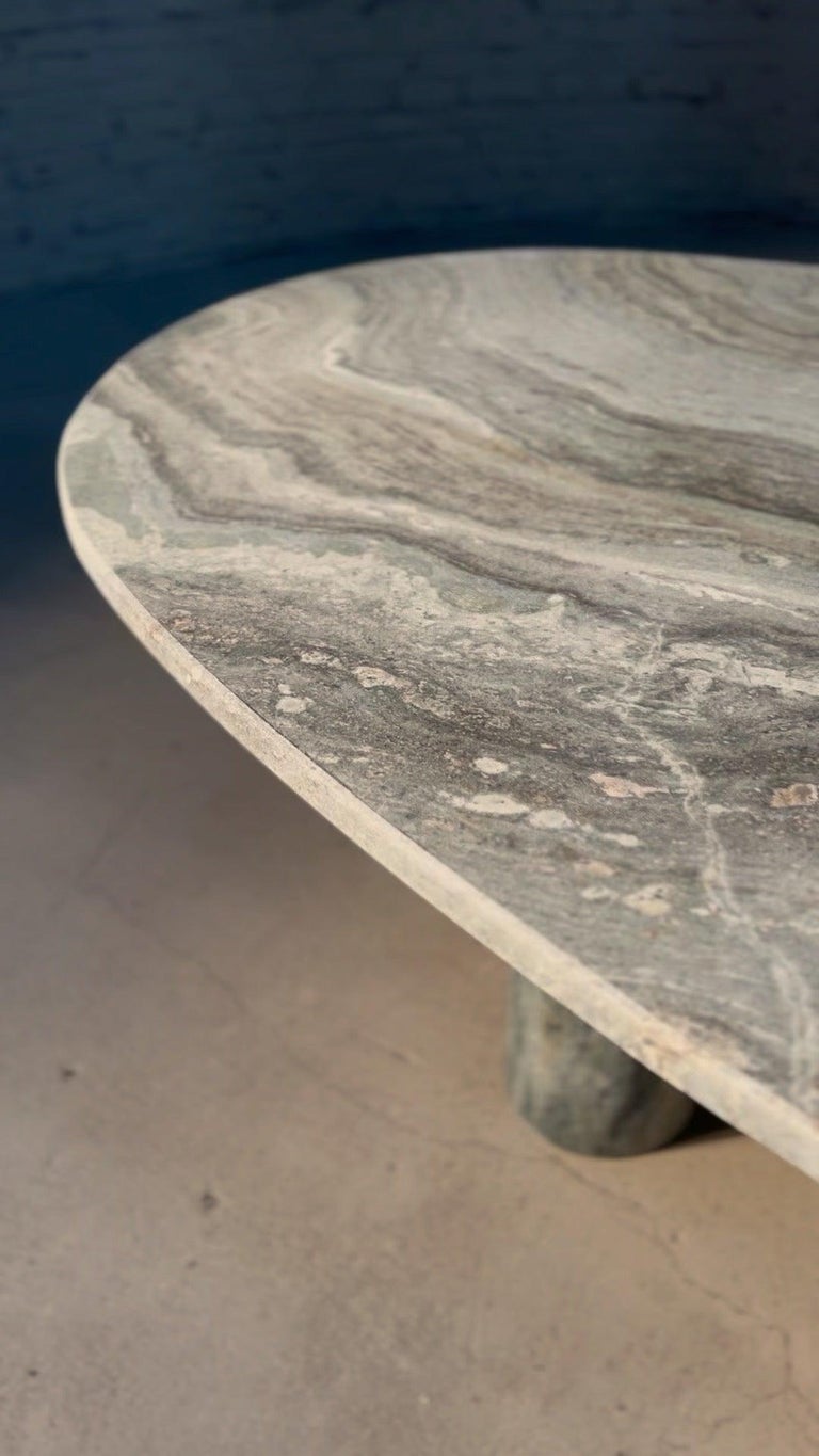 Large Solid Stone Green Marble Oval Dining Table with Bellini style ...