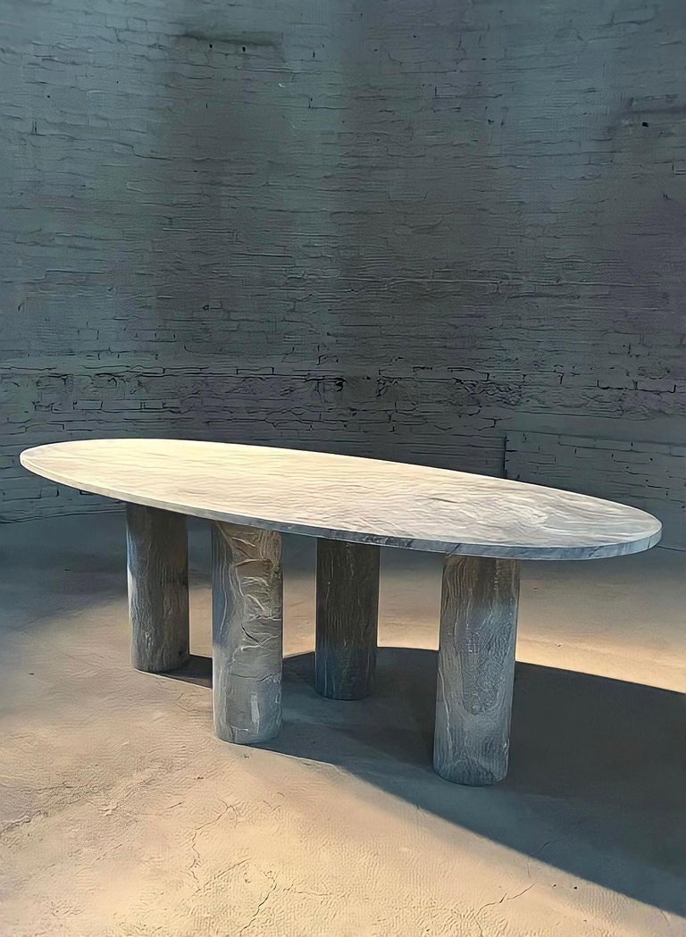 Large Solid Stone Green Marble Oval Dining Table with Bellini style ...