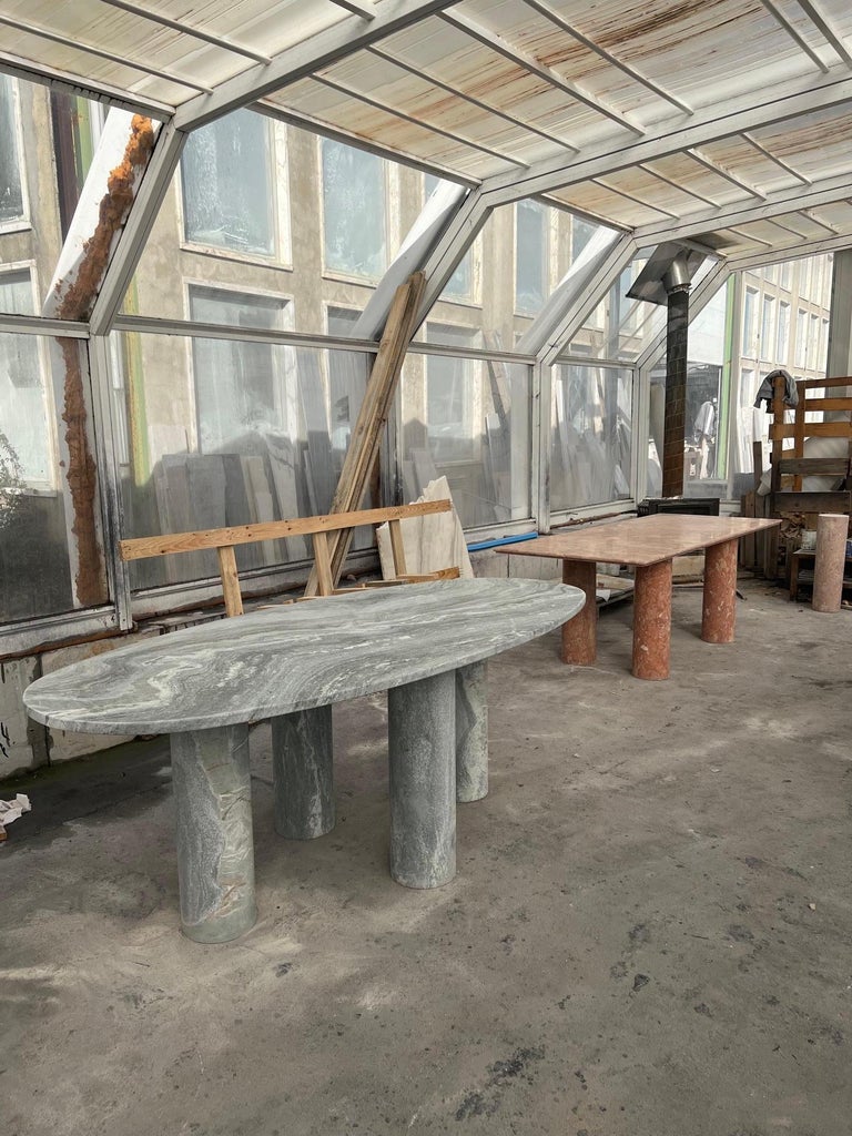 Large Solid Stone Green Marble Oval Dining Table with Bellini style ...