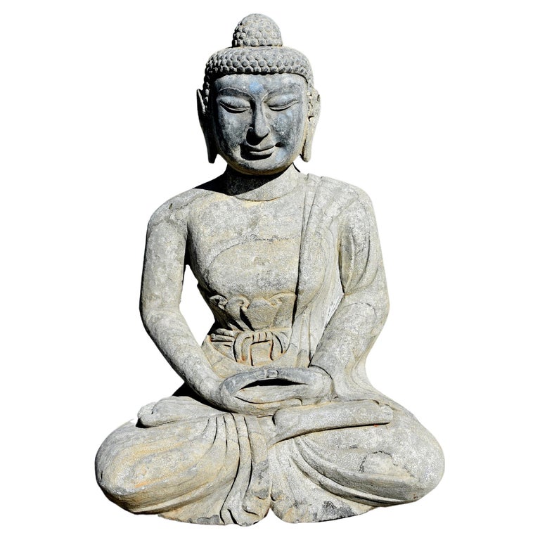 Large Solid Stone Sitting Buddha For Sale at 1stDibs