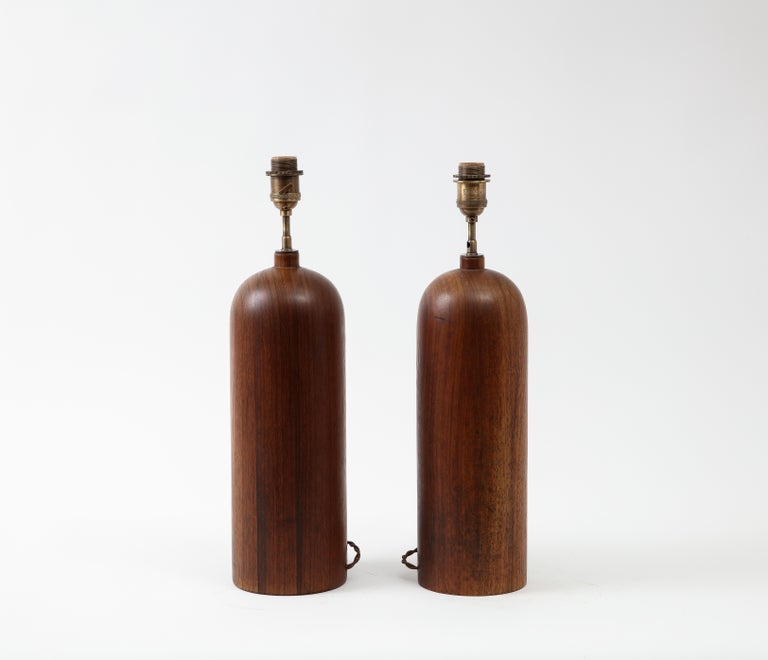 Large Solid Walnut Table lamps, USA 1960's For Sale at 1stDibs
