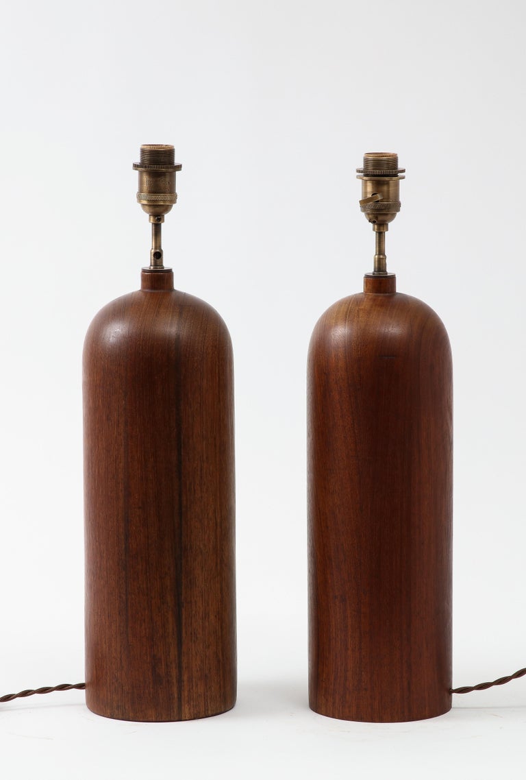 Large Solid Walnut Table lamps, USA 1960's For Sale at 1stDibs