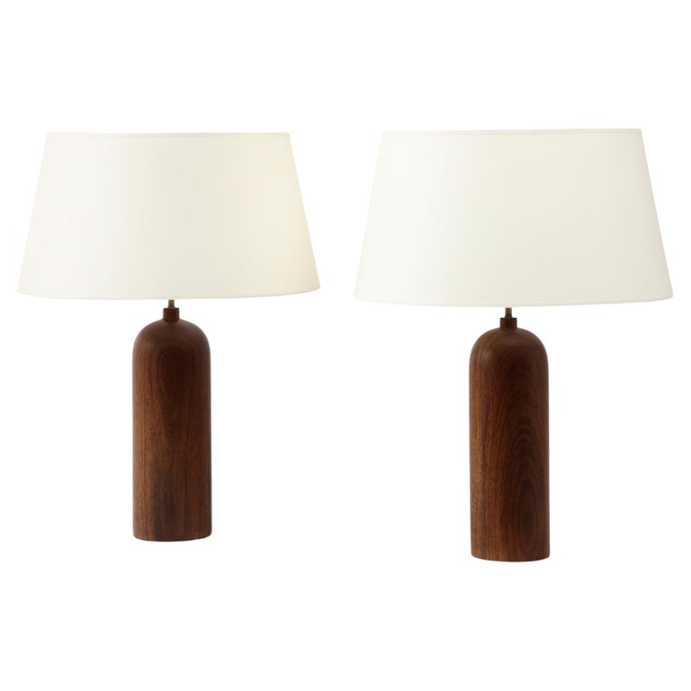 Large Solid Walnut Table lamps, USA 1960's For Sale at 1stDibs