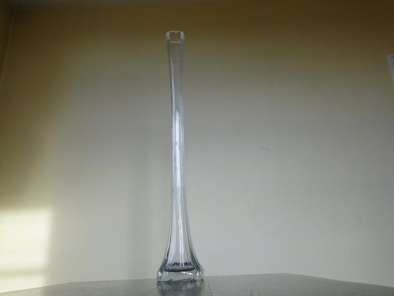 Large Soliflor Vase In Chiseled Glass France Mid Century For Sale at ...