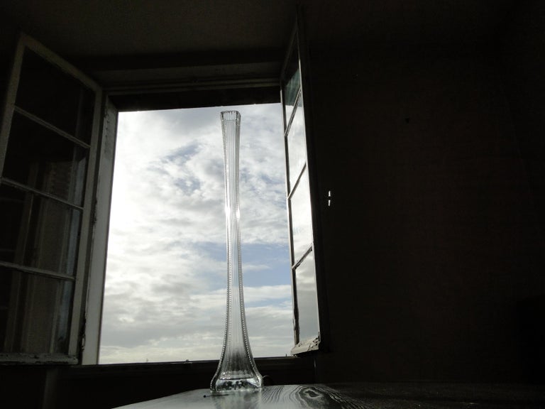 Large Soliflor Vase In Chiseled Glass France Mid Century For Sale at ...
