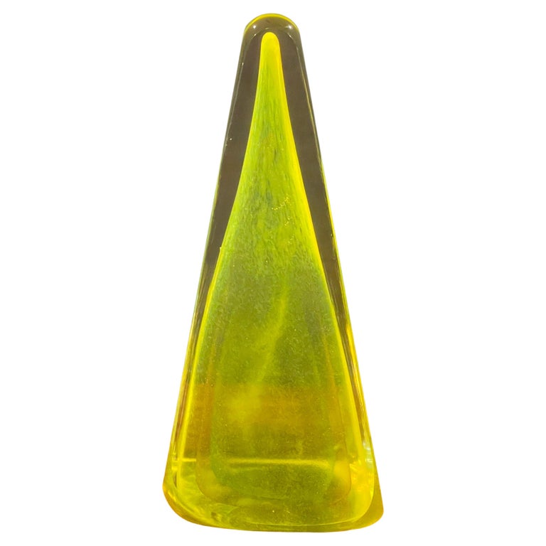 Large Sommerso Uranium Art Glass Pyramid Sculpture by Murano Glass For ...
