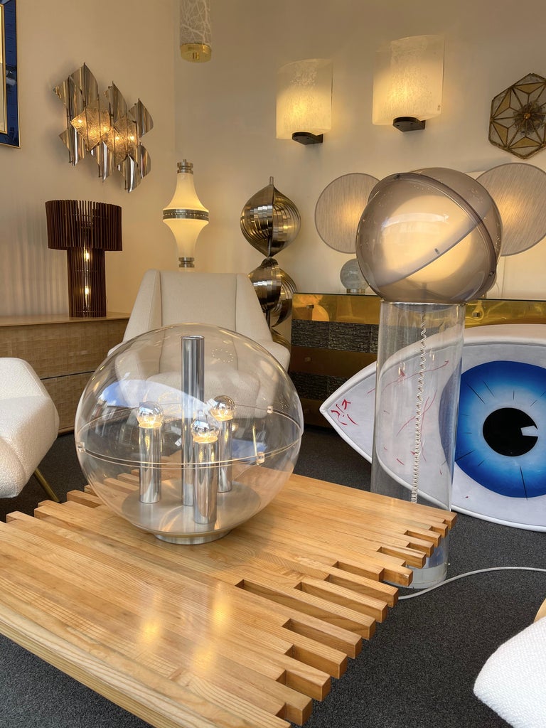 Large Space Age Lucite and Metal Ball Lamp, Italy, 1970s For Sale at ...
