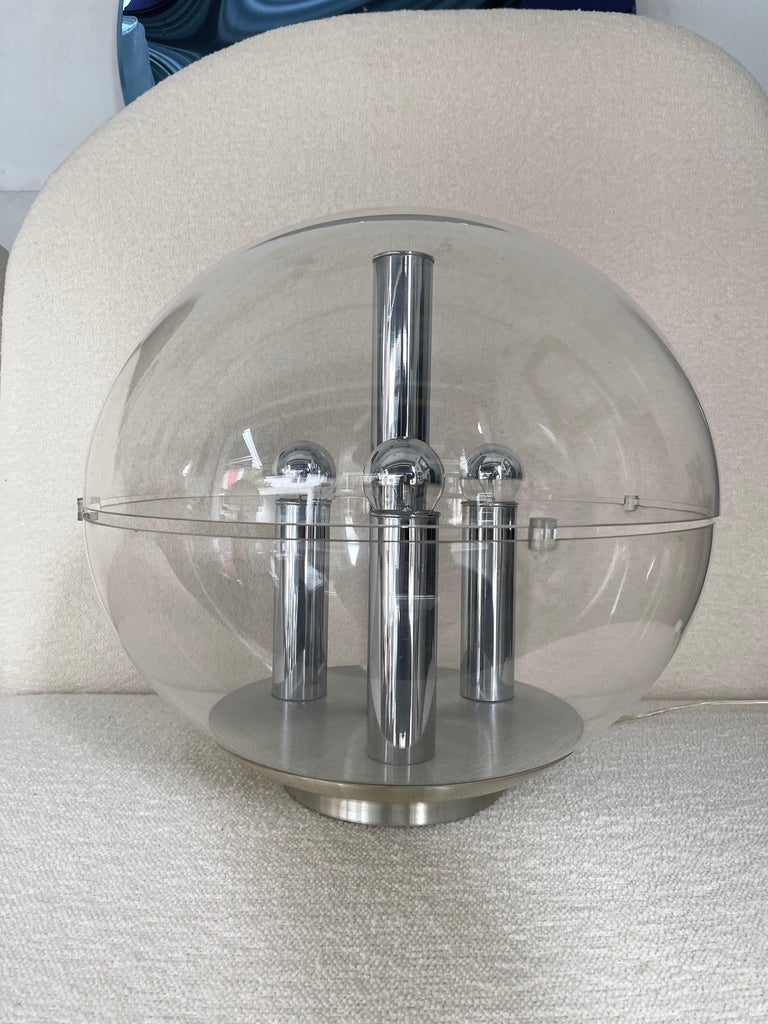 Large Space Age Lucite and Metal Ball Lamp, Italy, 1970s For Sale at ...
