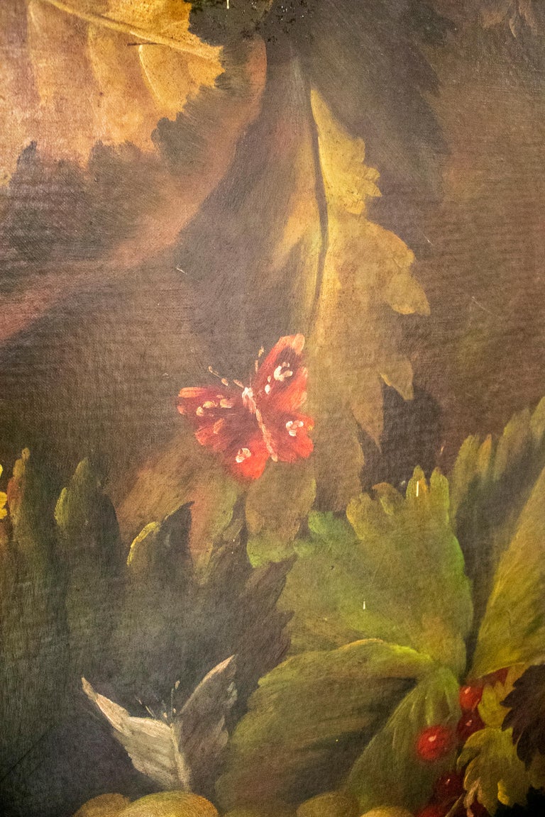 Large Spanish "Bodegon" Still Live Oil on Canvas Painting with Flowers ...