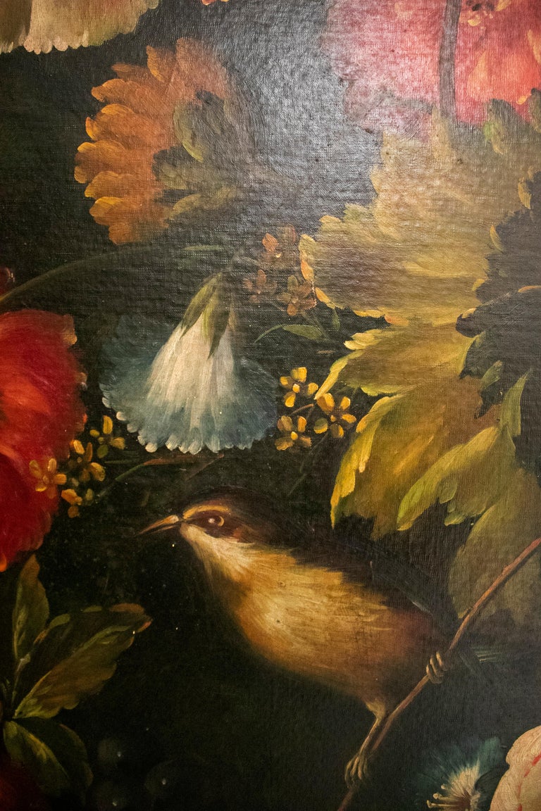 Large Spanish "Bodegon" Still Live Oil on Canvas Painting with Flowers ...