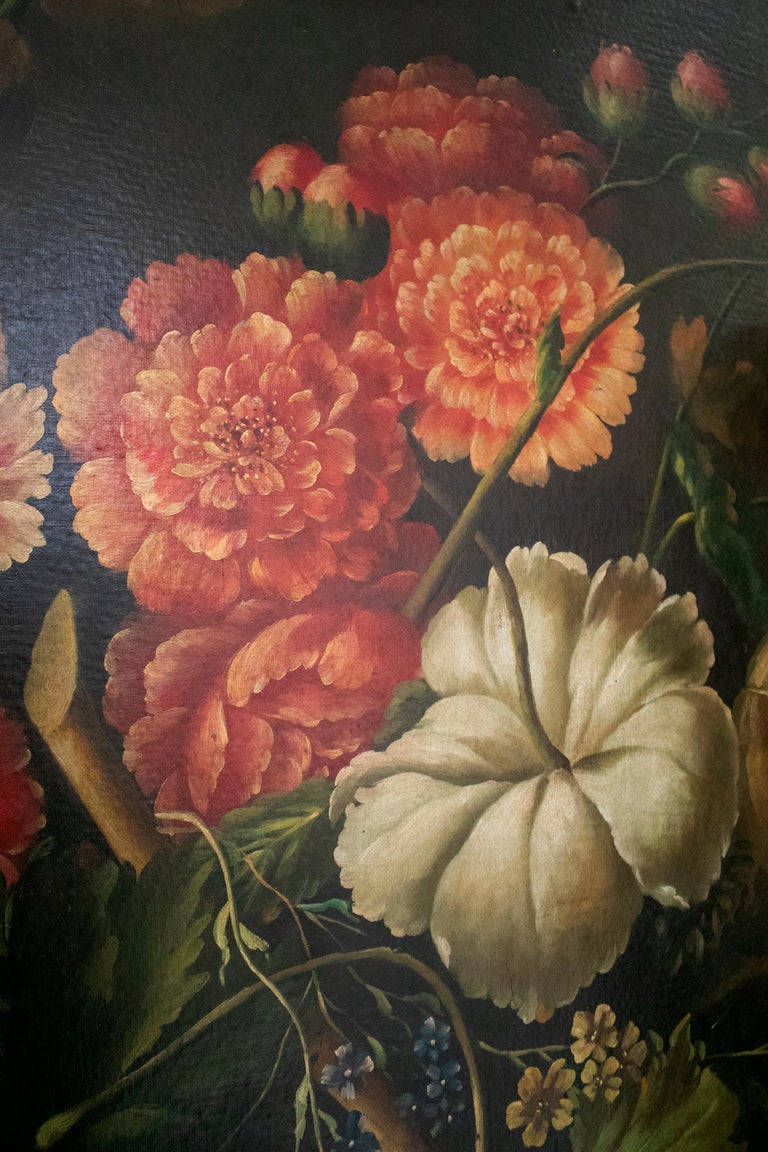 Large Spanish "Bodegon" Still Live Oil on Canvas Painting with Flowers ...