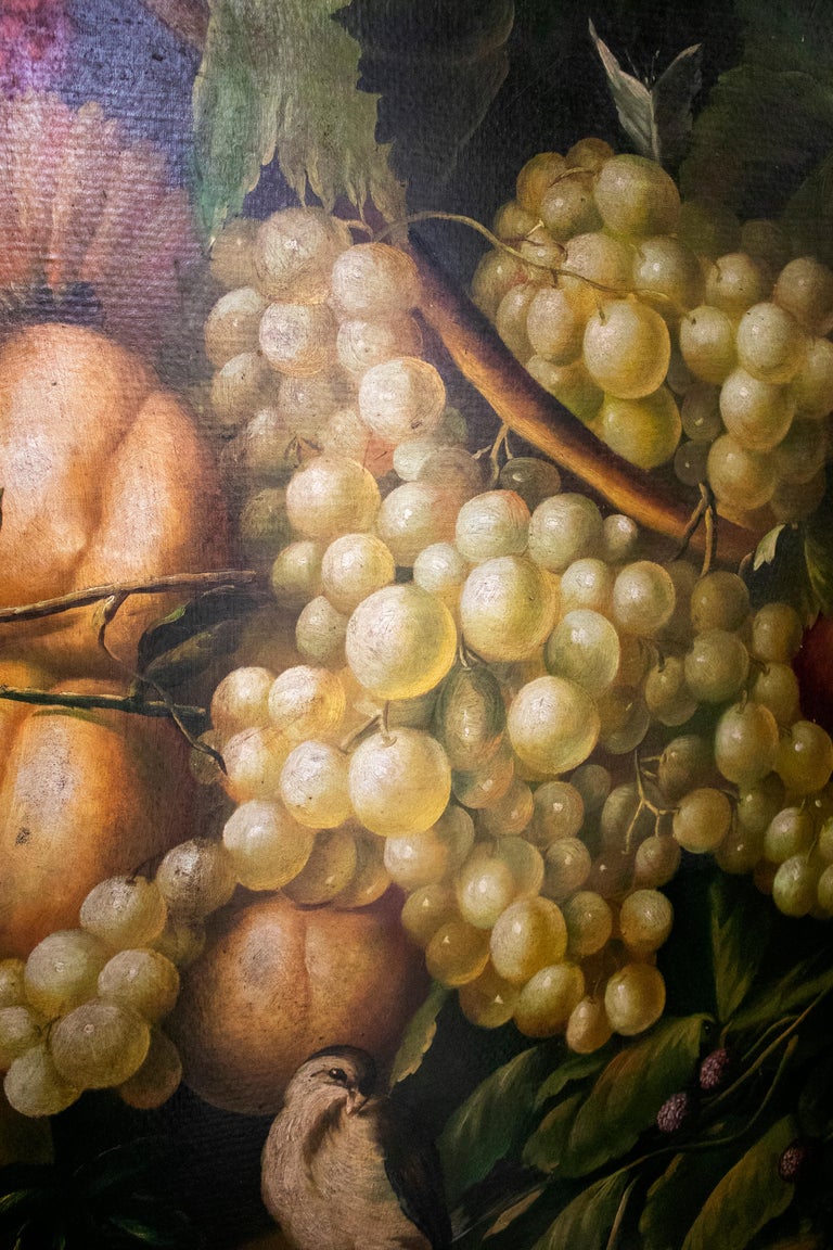 Large Spanish "Bodegon" Still Live Oil on Canvas Painting with Flowers ...