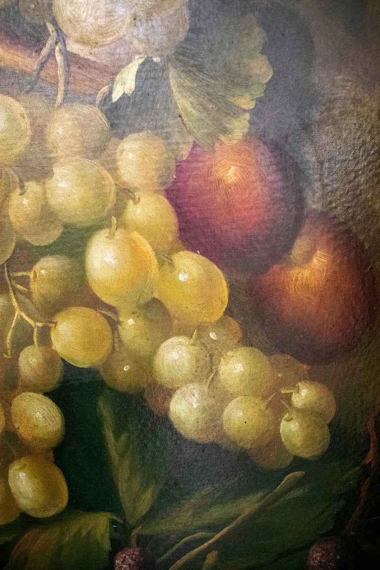 Large Spanish "Bodegon" Still Live Oil on Canvas Painting with Flowers ...