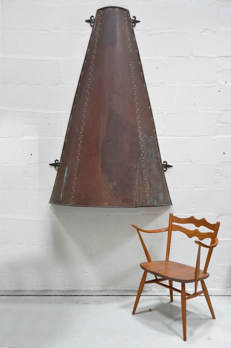 Large Spanish Copper Curved Conical Fireplace Fire Hood Canopy 1960s ...